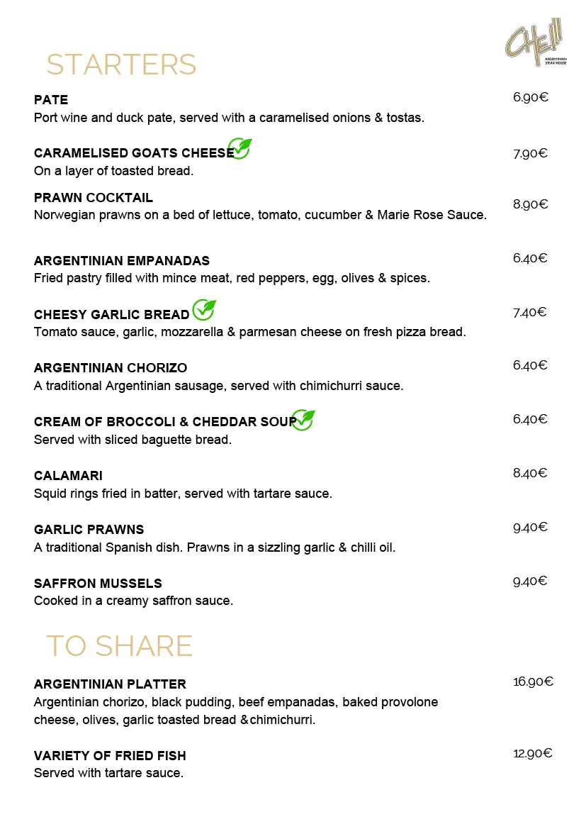 Che Argentina Grill Menu - Che Restaurant Villamartin Plaza